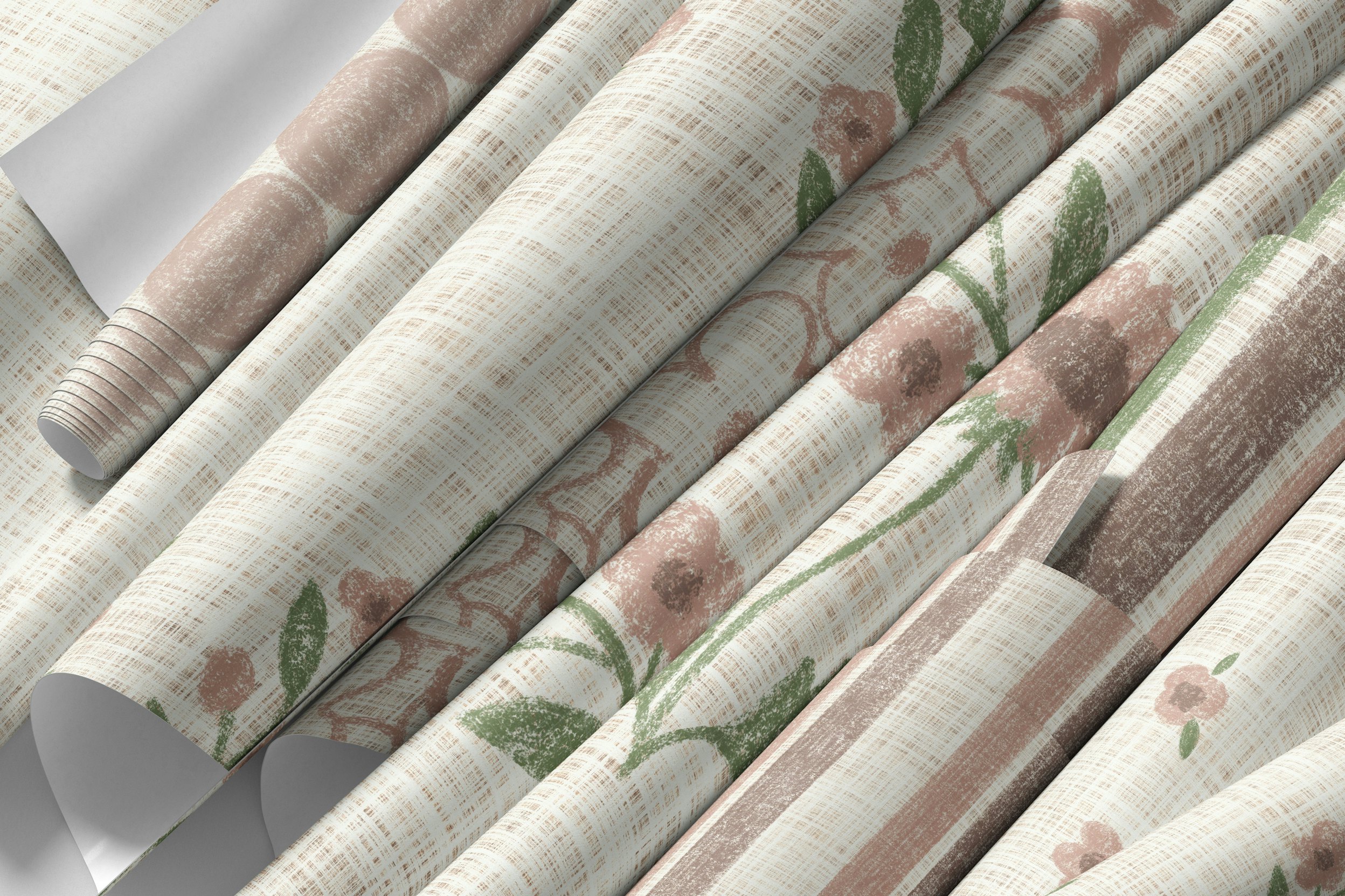 Japandi Farmhouse Wallpaper Collection - Rustic Boho Aesthetic